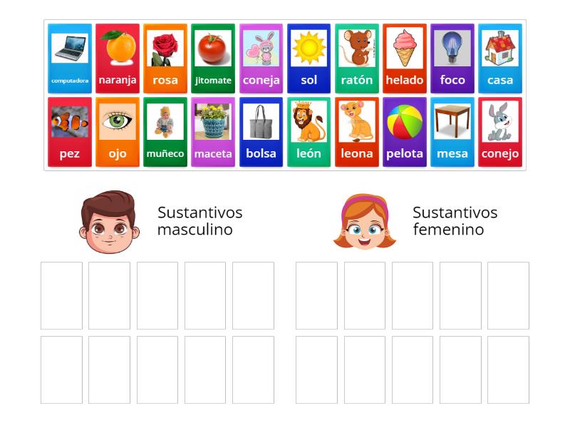 Sustantivos: Masculino/femenino - Group sort