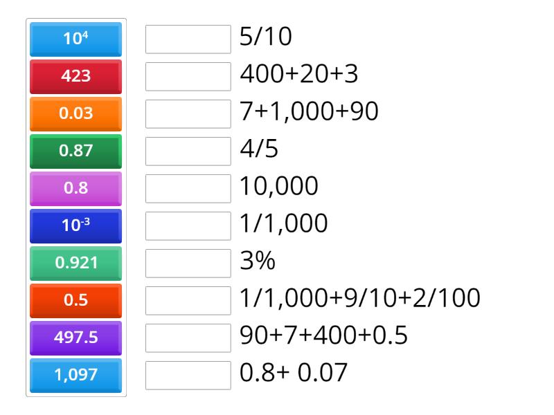 Place Value Matching - Match up