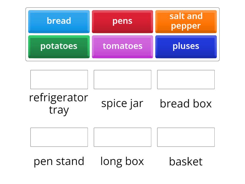Match the correct items to containers - Match up