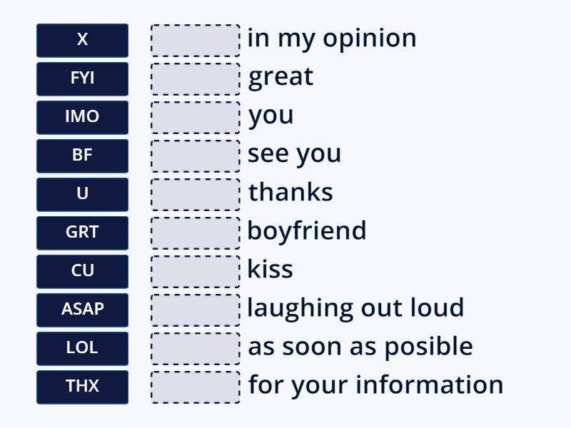 Abbreviations - Match up