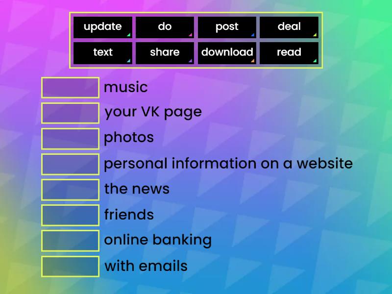 Navigate B1. Unit4.2 The internet. Match the words. - Match up