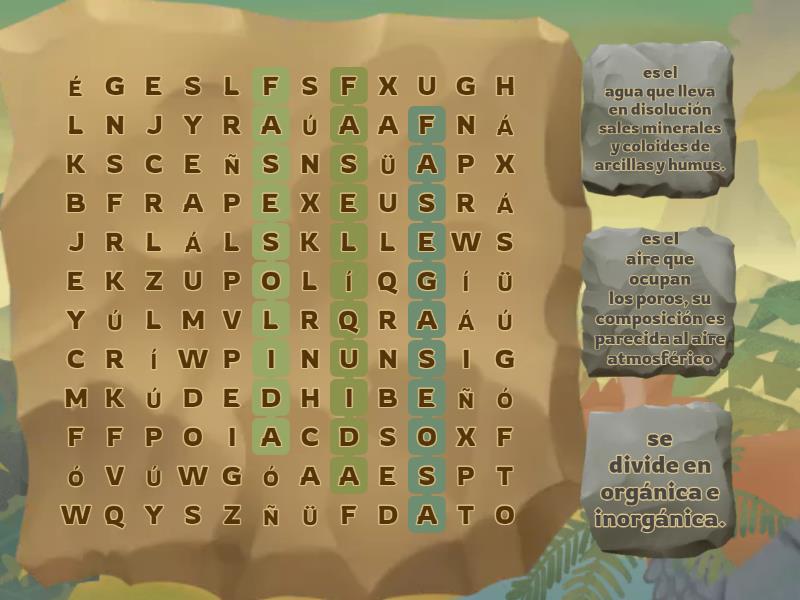 fases del suelo - Sopa de letras