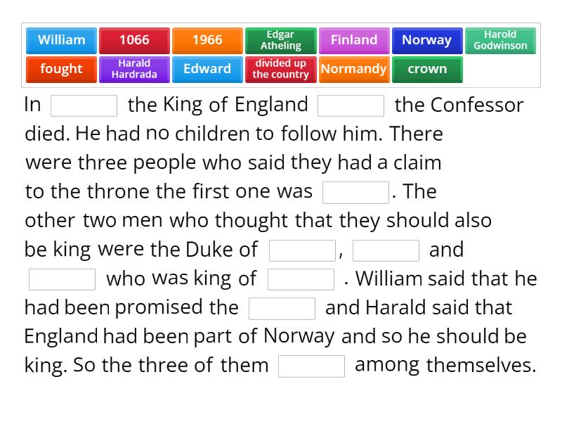 The contenders to the throne in 1066. - Complete the sentence