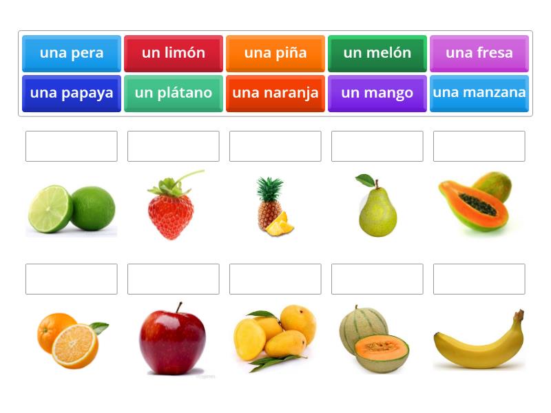 Fichas Frutas lectura - Match up