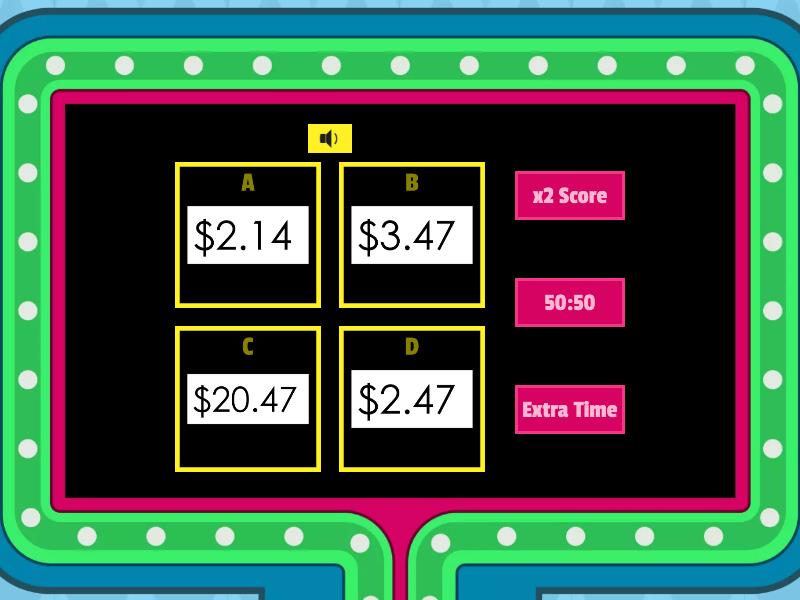 Listen and Match Dollar Amounts - Gameshow quiz