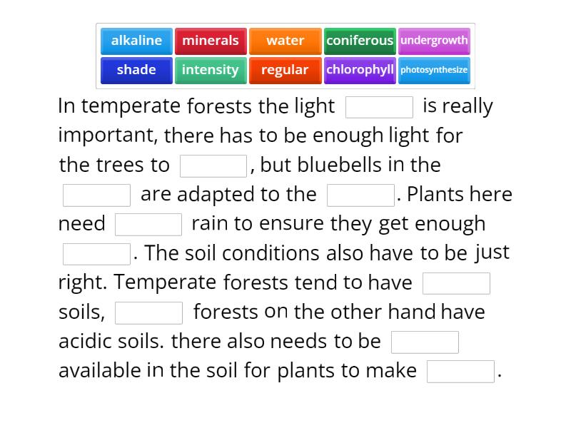 Abiotic and Biotic Factors in Habitats - Complete the sentence