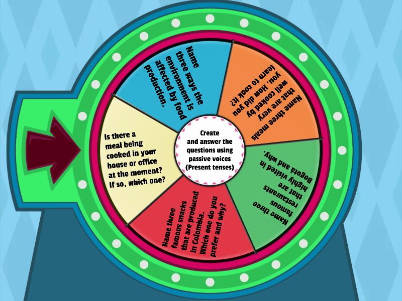 Passive voice practice, Present simple and Present continuous! - Random wheel