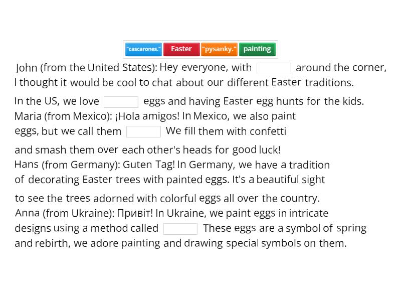 Easter traditions 2 - Complete the sentence