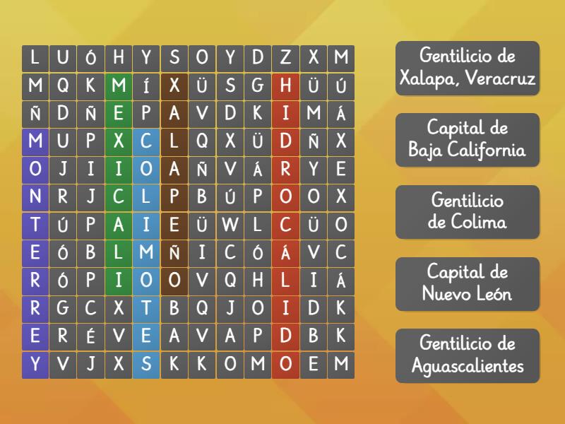 Geografía - Sopa de letras