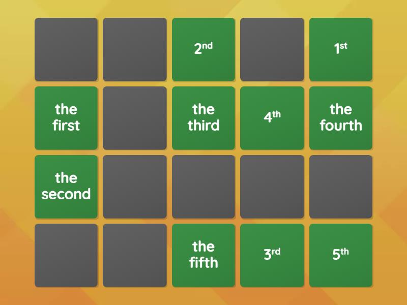 Ordinal numbers 1 - Matching pairs