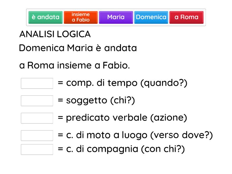 ANALISI LOGICA (C.Z.) - Complete the sentence