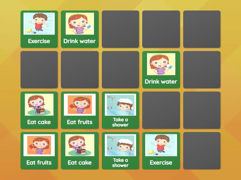 Healthy habits Memory game - Matching pairs