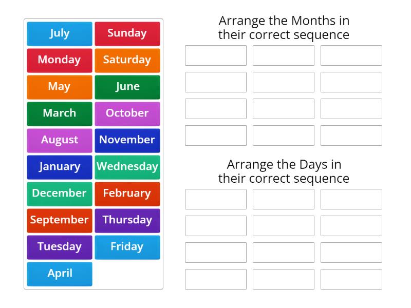 Days and Months in Correct Sequence - Ordenar por grupo