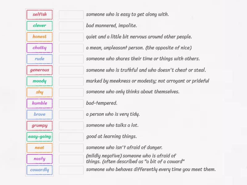 Describing people - character B1 - Match up
