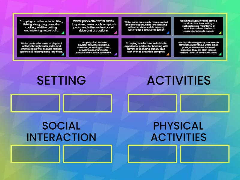 EGE_Leisure Time_Speaking 4_Camping / Water parks - Group sort