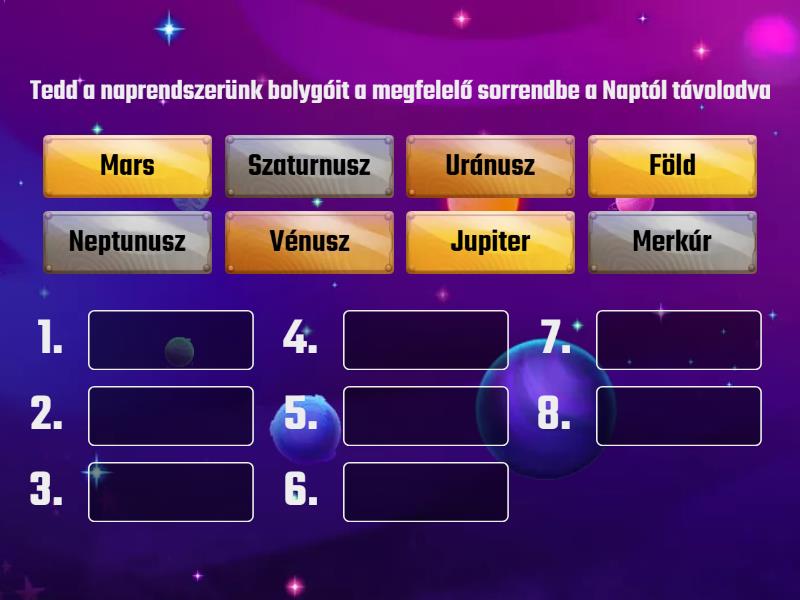 A bolygók sorrendje - Rank order
