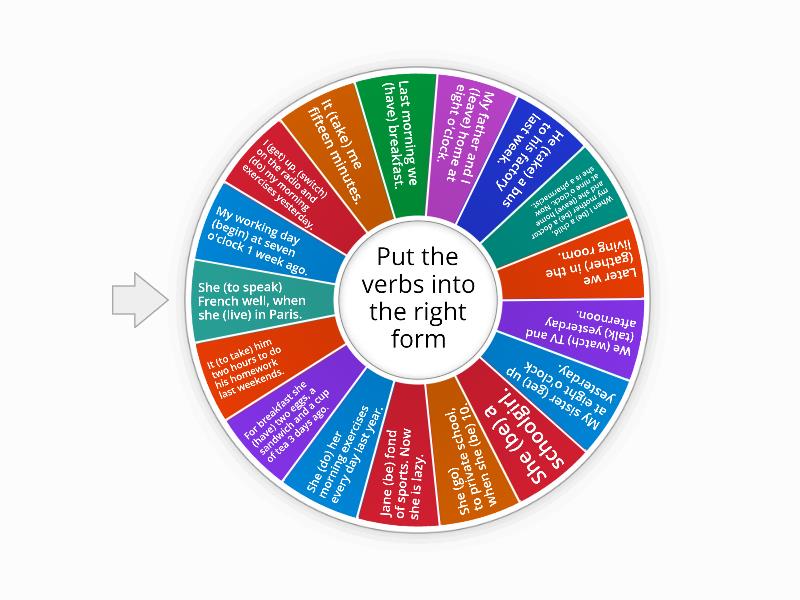 Past Simple Wheel - Spin the wheel