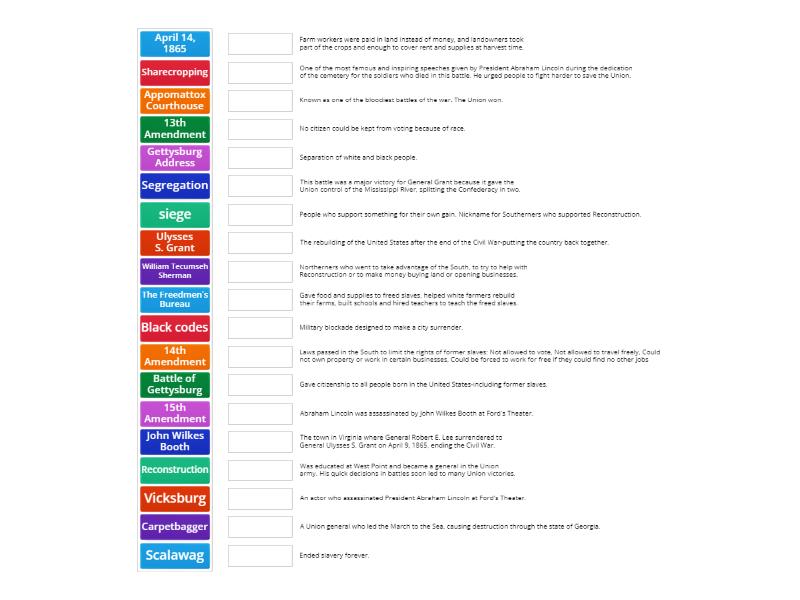 SS Chapter 9 Lesson 4 & 5 - Match up