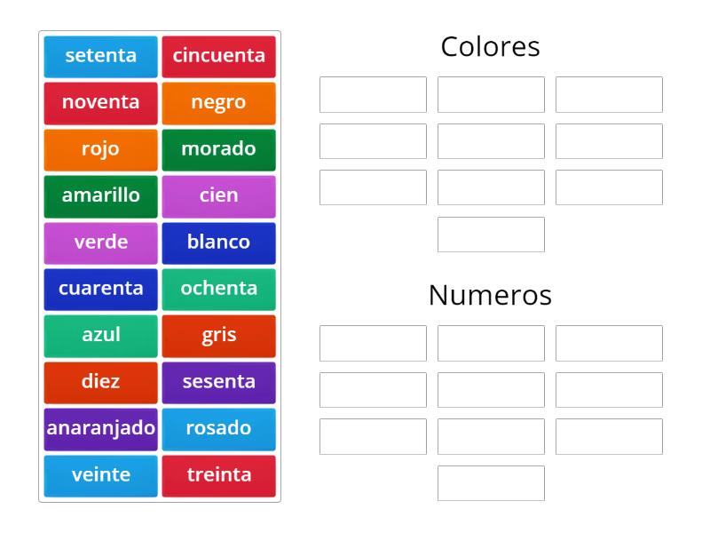 Classify Colors and Numbers - Group sort