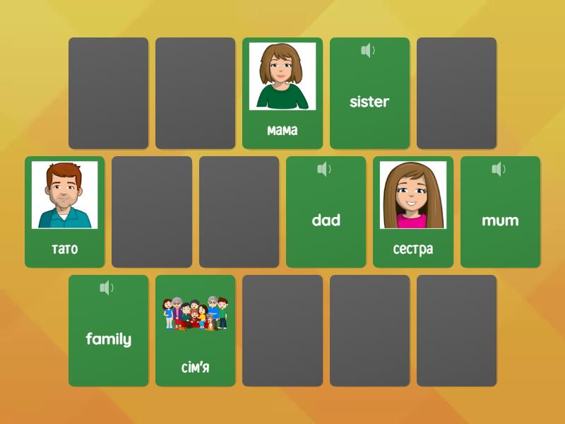 Family Flashcards Pairs - Matching pairs