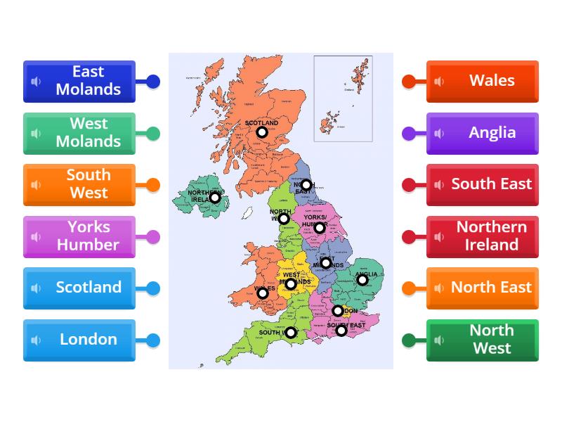 United Kingdom map - Labelled diagram