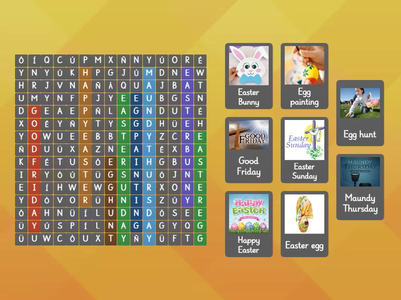 Easter vocabulary - Sopa de letras