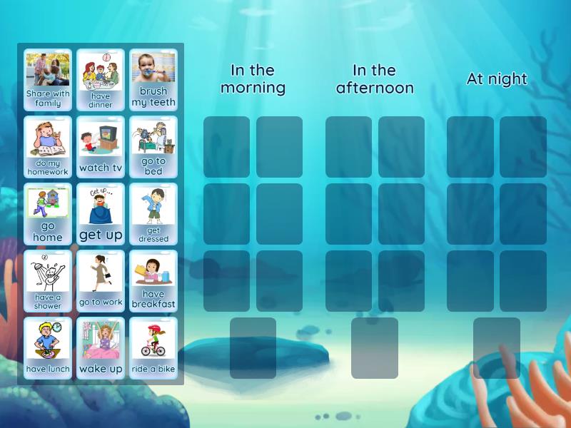 Daily routines morning, afternoon, evening - Group sort