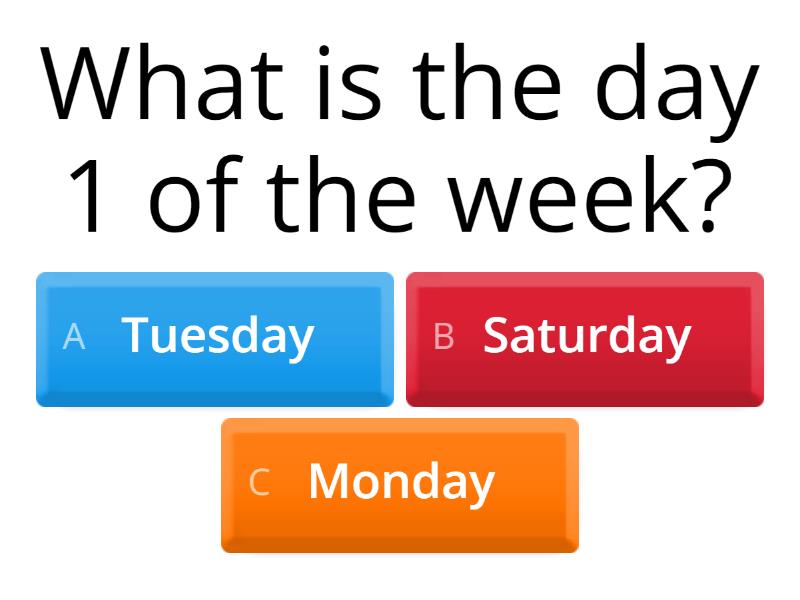 JUNIOR 2 UNIT 5D - Days of the Week QUIZ - Cuestionario