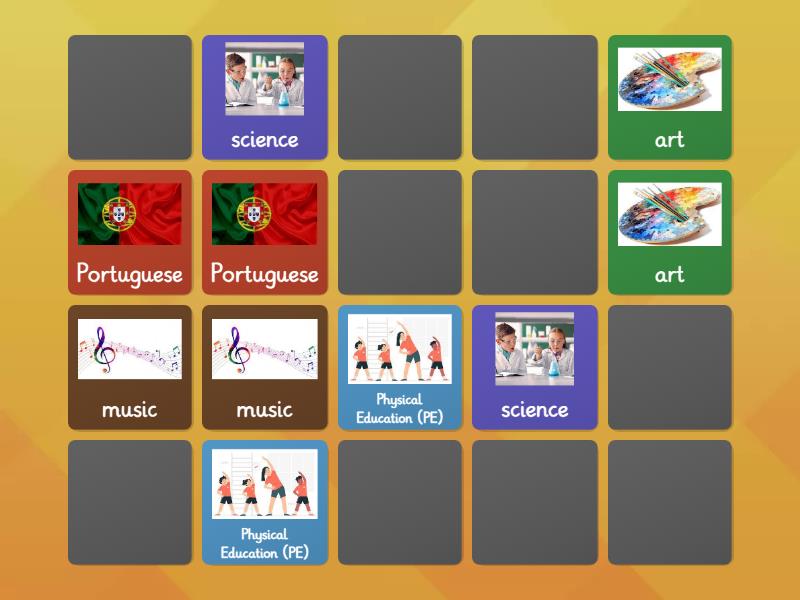 School subjects - Matching pairs