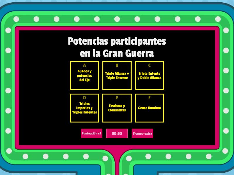 Primera guerra Mundial - Gameshow quiz