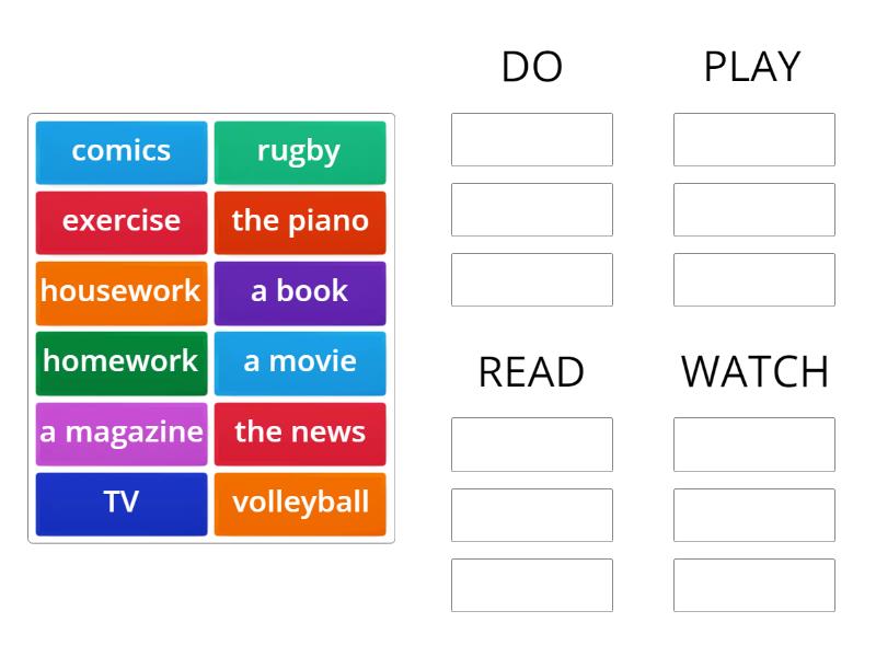 Verb Phrases- Part 3 - Group sort