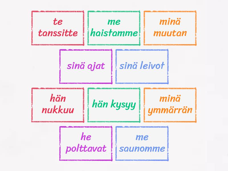 Imperfekti - Verbityyppi 1 - Flip tiles