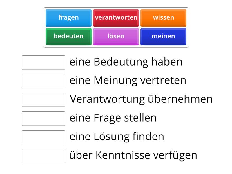 feste Nomen-Verb-Verbindungen 2 - Match up