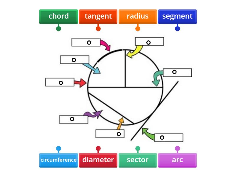 Parts of a circle - Labelled diagram