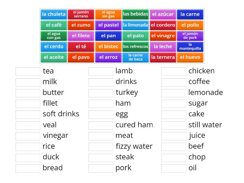 la comida (1) - Match up