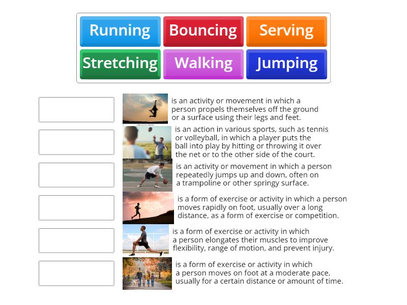 Sport action words 1-6 - Match up