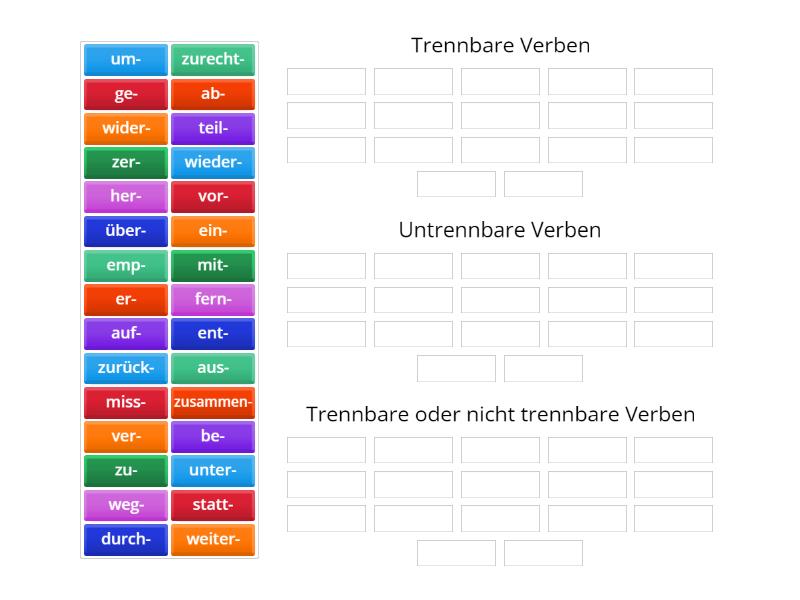 Verben mit Präfix - Group sort