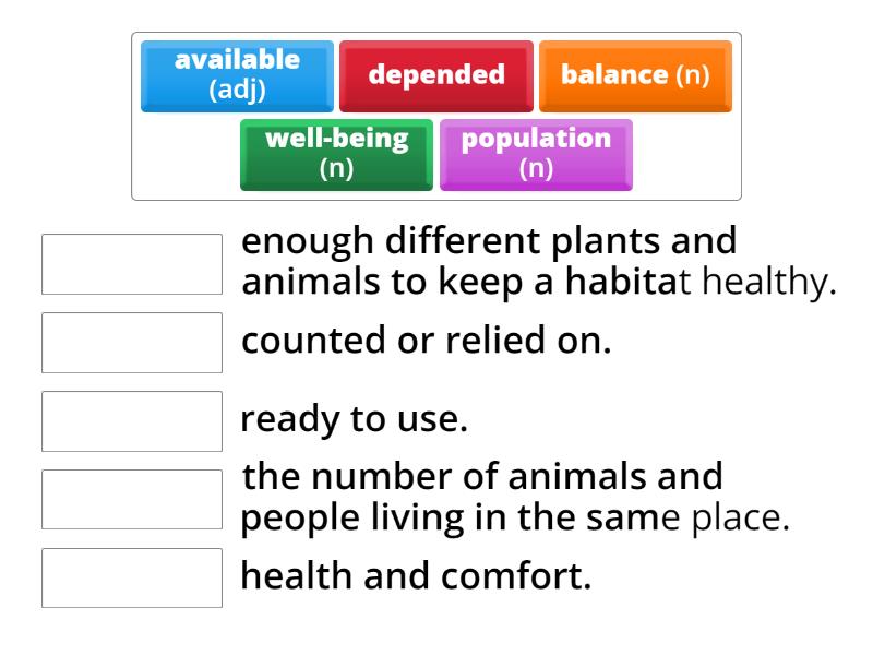 Wolf Island: Develop Vocabulary - Match up