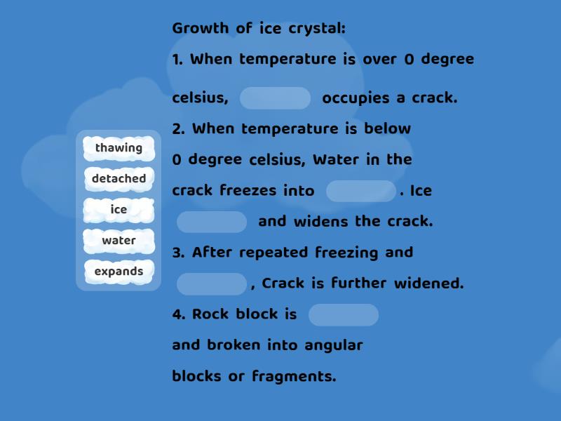S4 Geog Process of physical weathering: Crystal growth - Missing word