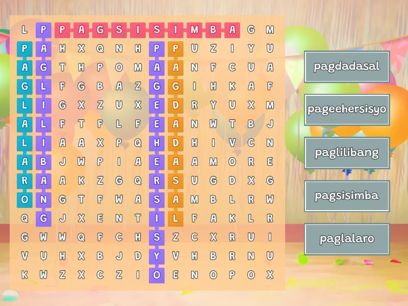 Malusog na Gawi ng Pamilya - Wordsearch