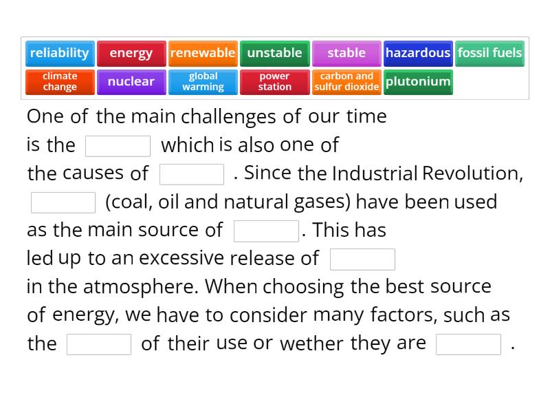How do we produce energy? - Complete the sentence