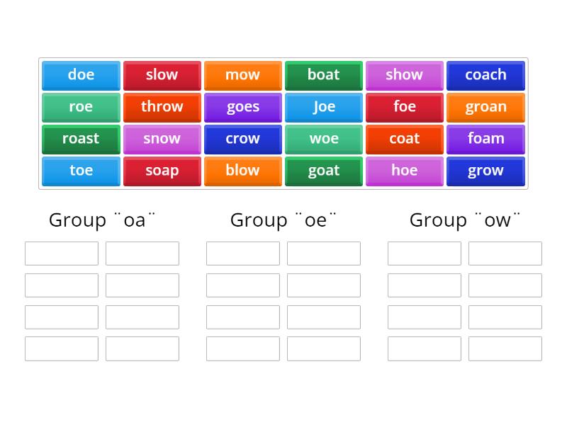 oa, oe, ow --> Sort it! - Group sort