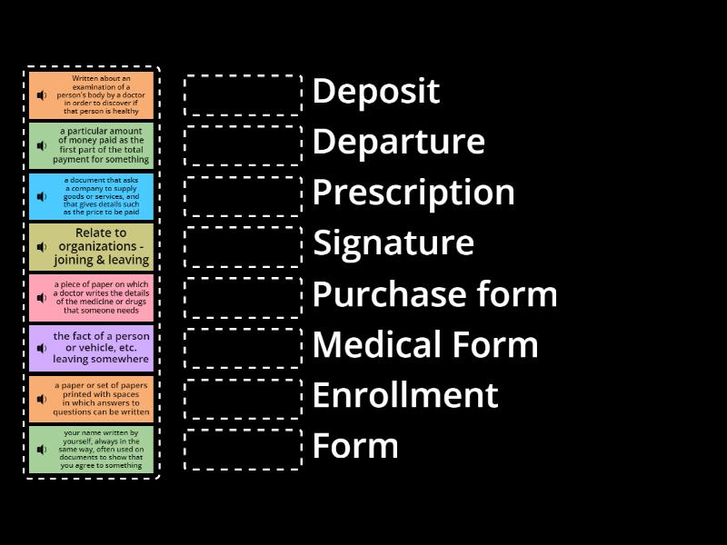 FILLING FORM VOCABULARY - Match up