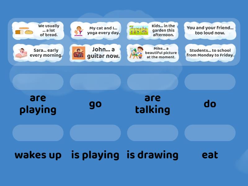 Present simple/present continuous - Match up