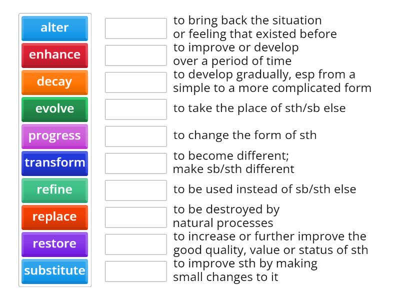 Describing change - Match up
