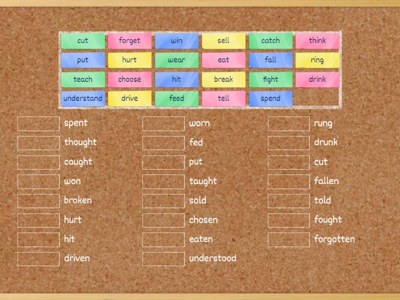 irregular verbs - past participle - part 2 - Match up