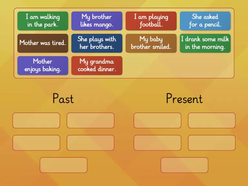 Past and Present Simple Tense - Sorting sentences - Group sort