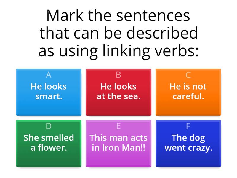 Activity 2, Linking verbs. - Quiz