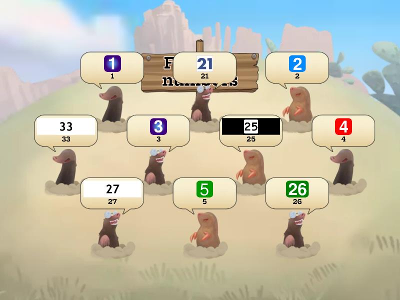 numbers 1-20 - Whack-a-mole