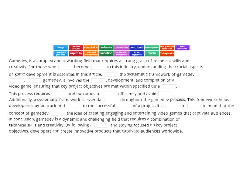 Project life Cycle - Fill in the Gaps 1 - Complete the sentence